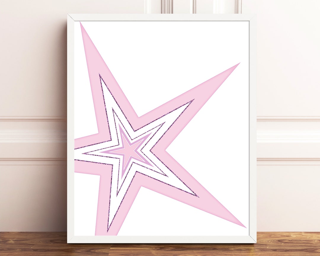 Pink Glitter Star, Pink Star Nursery Art, Star Printable, Modern Star ...