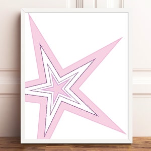 Pink Glitter Star, Pink Star Nursery Art, Star Printable, Modern Star ...