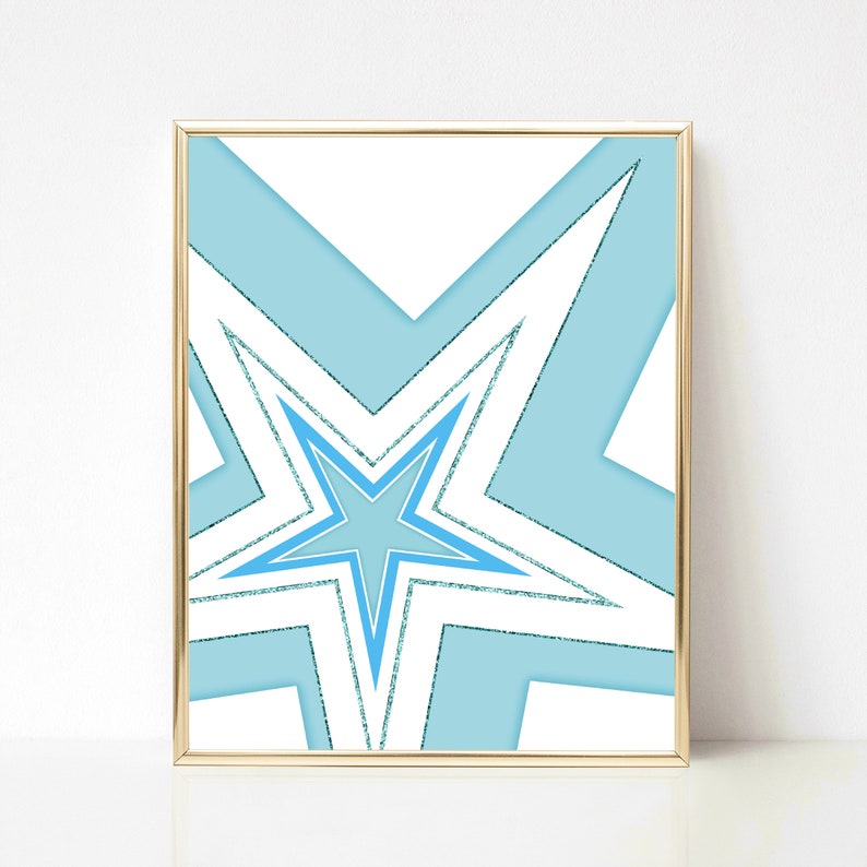 Blue Glitter Star, Blue Star Nursery Art, Star Printable, Girl Print ...