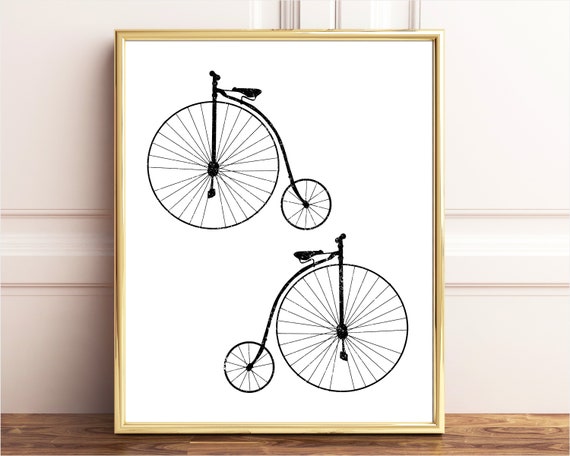 Bicycle Art Black and White Bicycle Sign Printable Art - Etsy