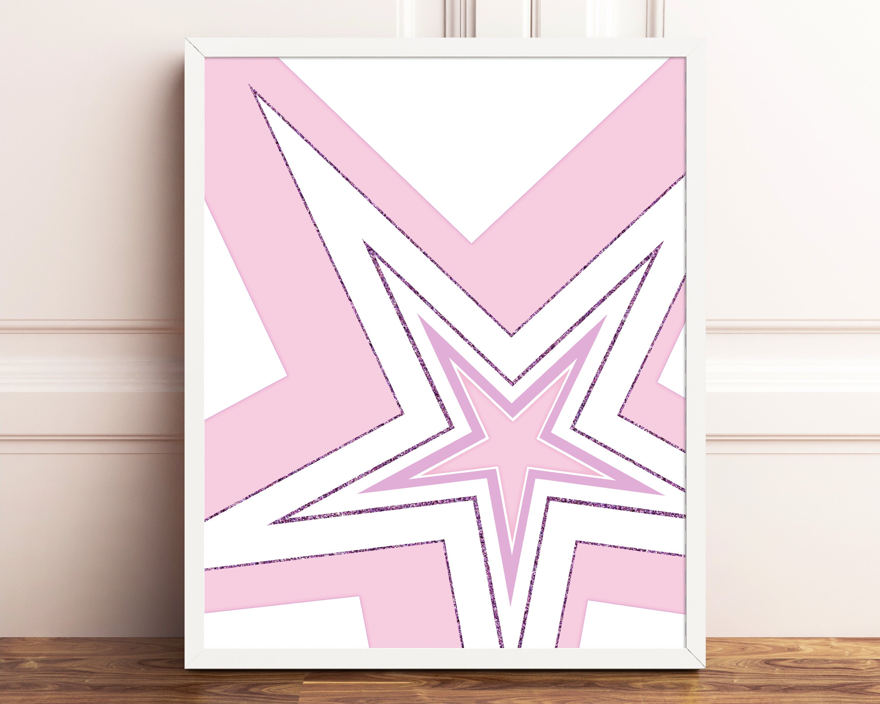 Pink Glitter Star, Pink Star Nursery Art, Star Printable, Girl Print ...