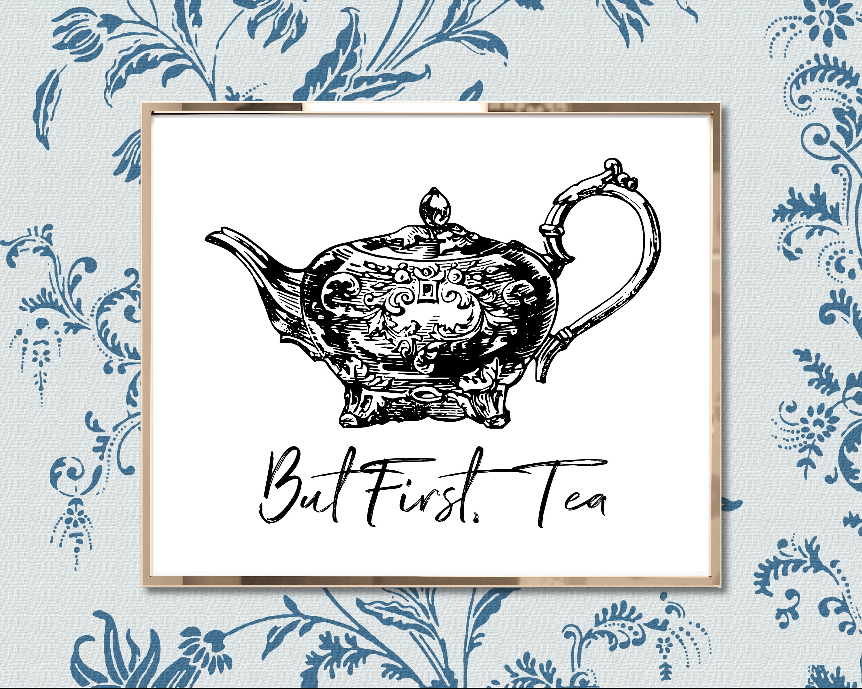 But First Tea Art, Black and White, Tea Room Sign, Printable Art, Wall ...