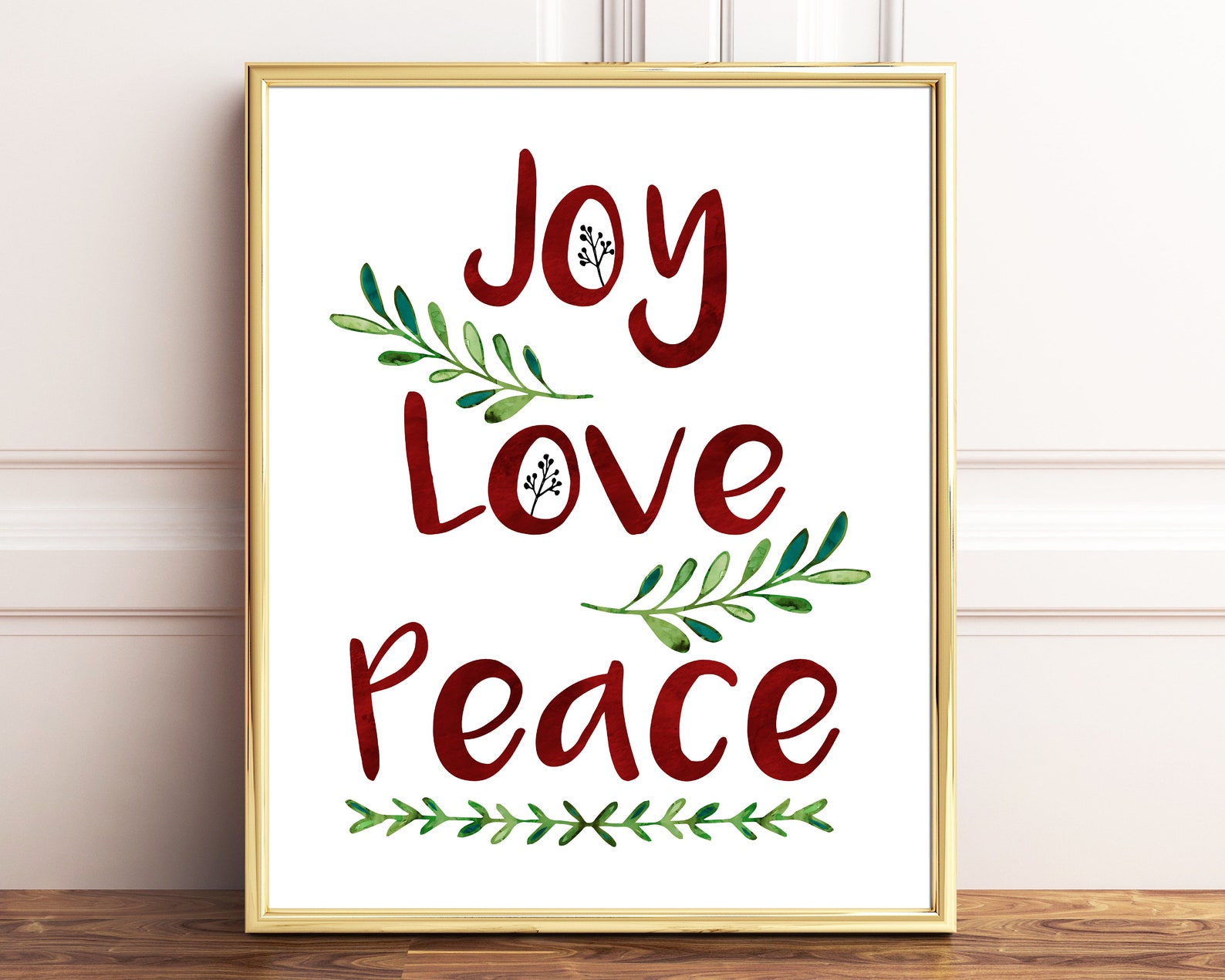 Joy Love Peace, Christmas Printable, Holiday Art , Christmas Printable ...