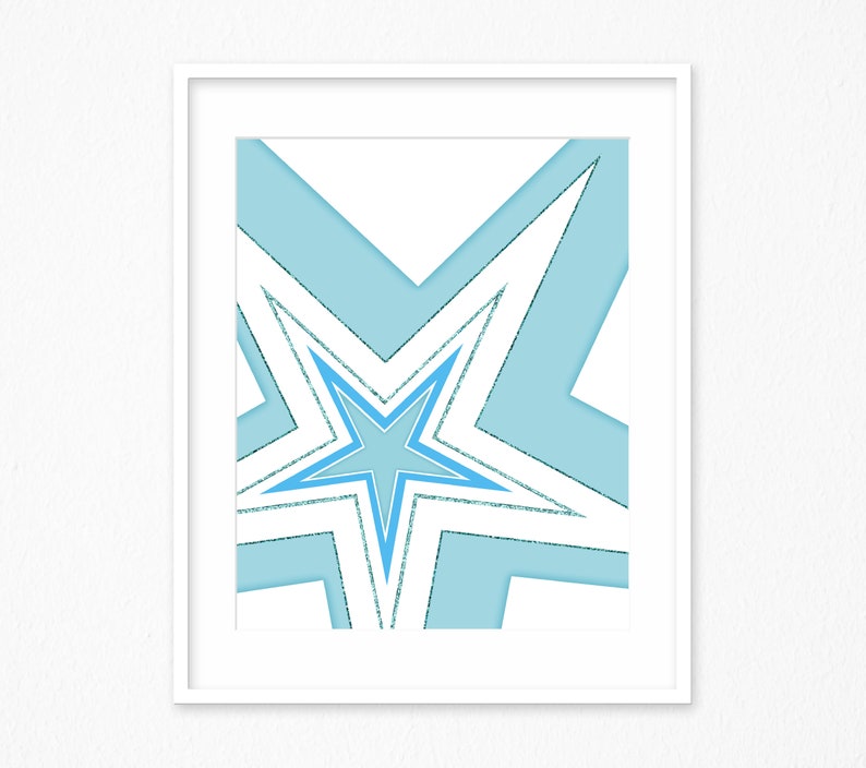 Blue Glitter Star, Blue Star Nursery Art, Star Printable, Girl Print ...