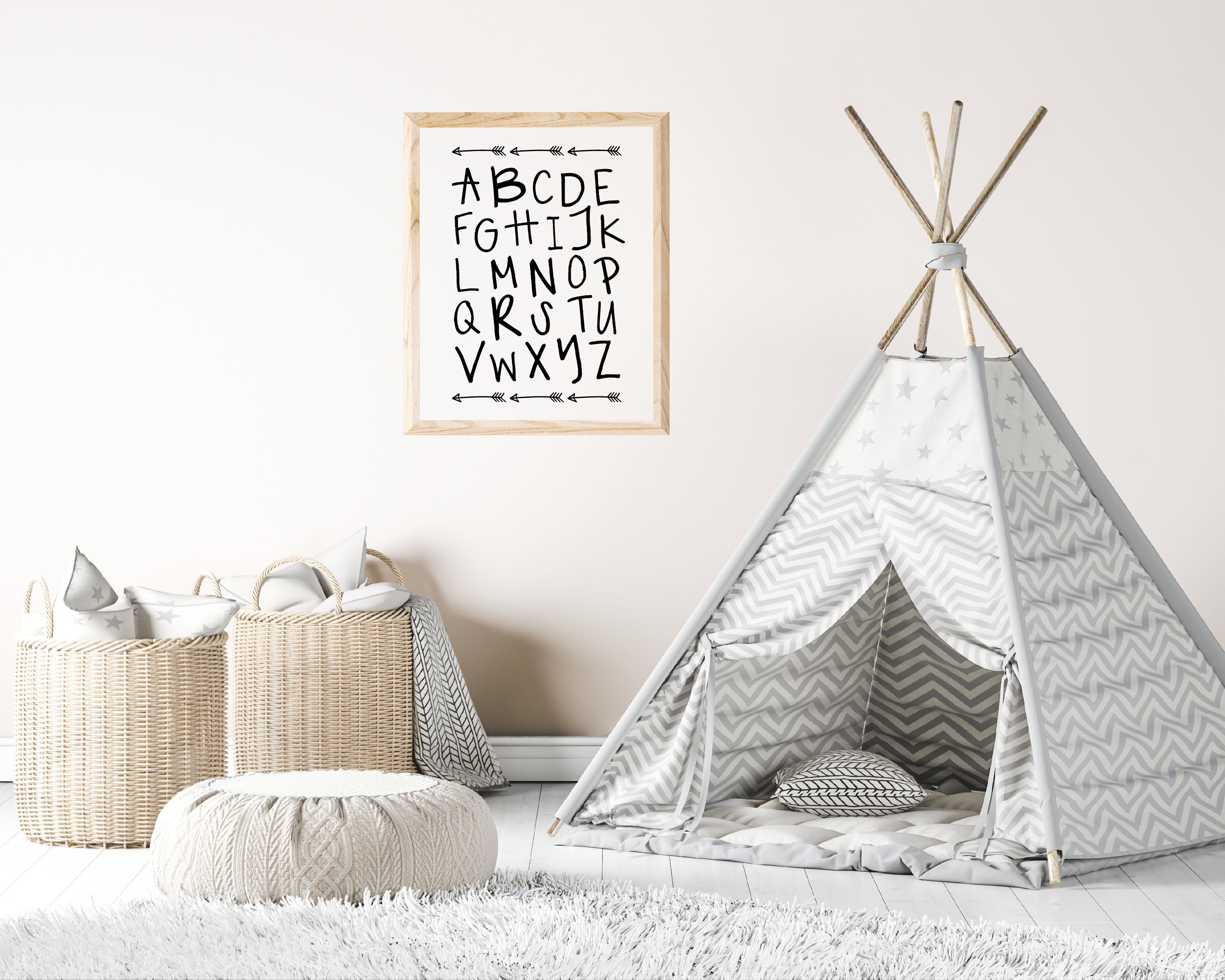 Alphabet Art, Black and White, Alphabet Nursery Decor, Nursery ...