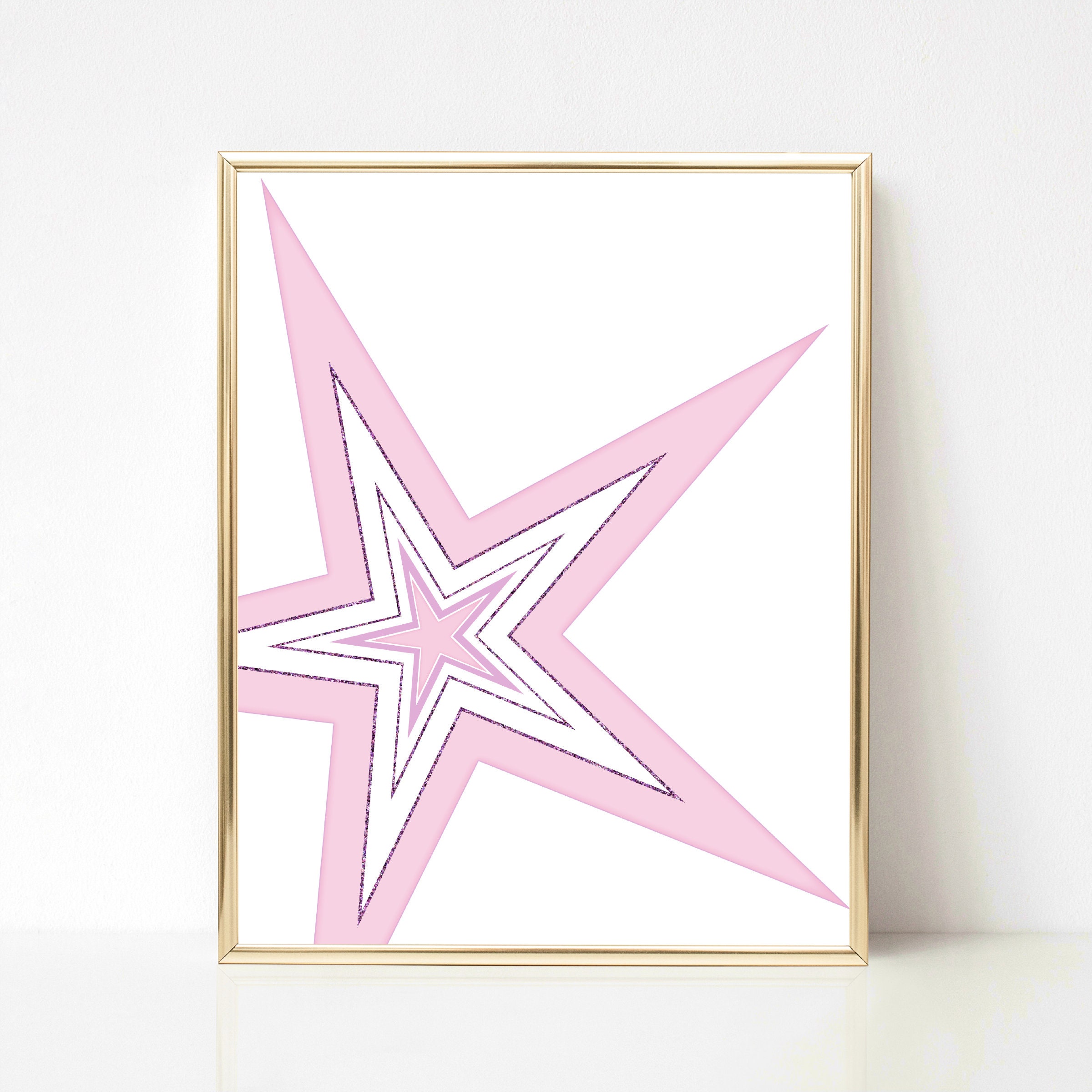 Pink Glitter Star, Pink Star Nursery Art, Star Printable, Modern Star ...