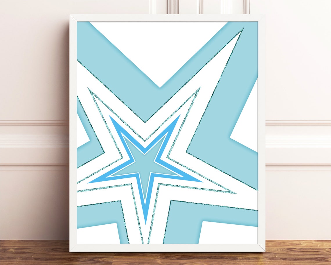 Blue Glitter Star, Blue Star Nursery Art, Star Printable, Girl Print ...