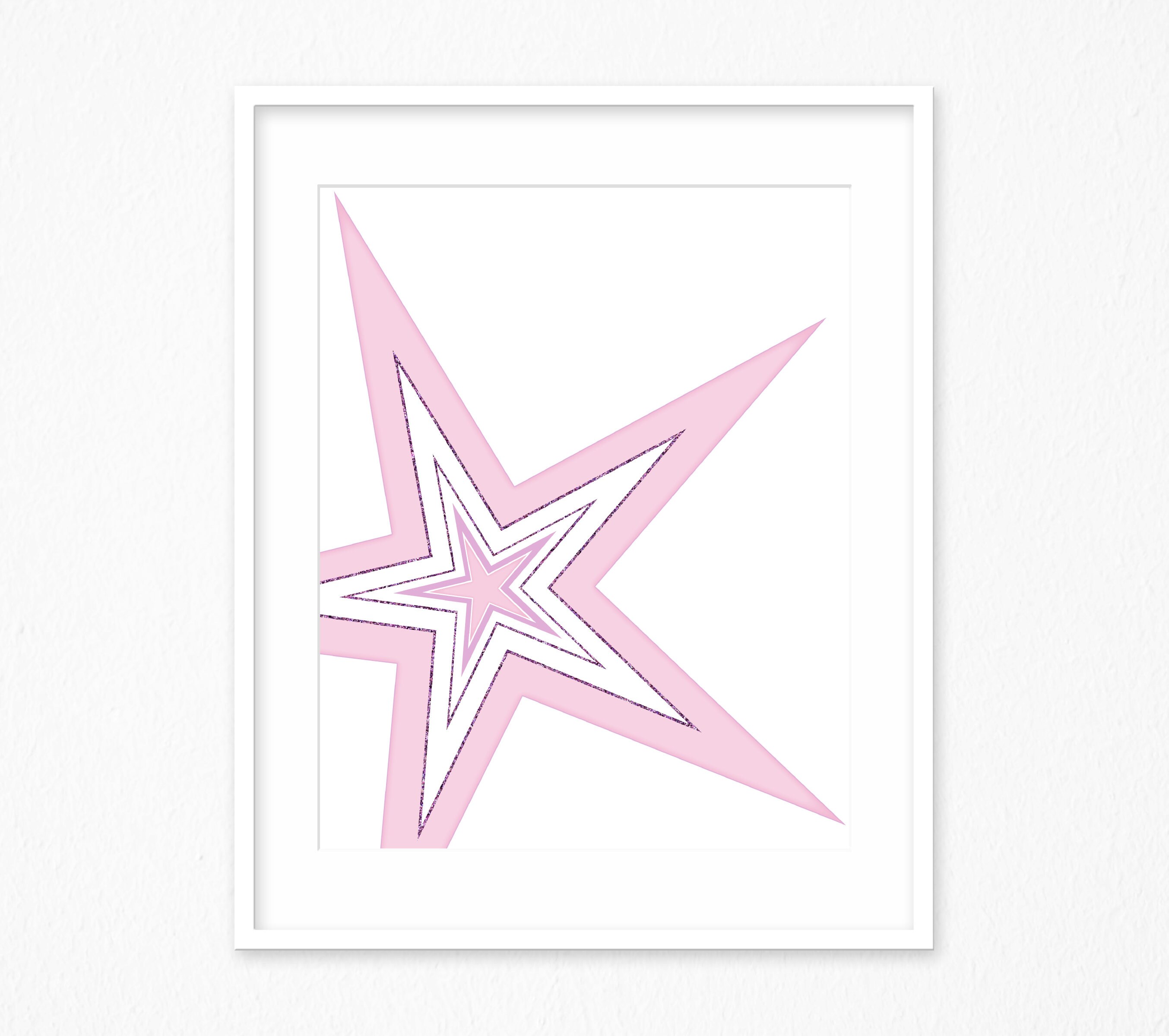 Pink Glitter Star, Pink Star Nursery Art, Star Printable, Modern Star ...