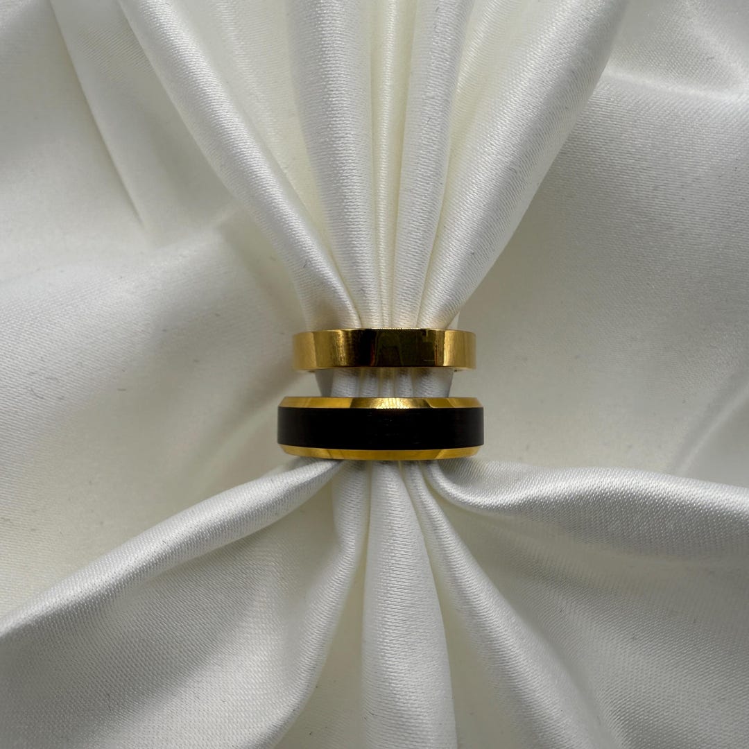 Stainless Steel and Tungsten Ring – Gold & Black Design | “nyxaris” - Etsy