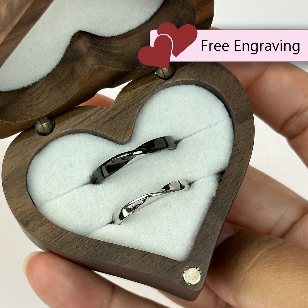 Adjustable Black-silver Wavy Couples Rings 925 Sterling • Color ...