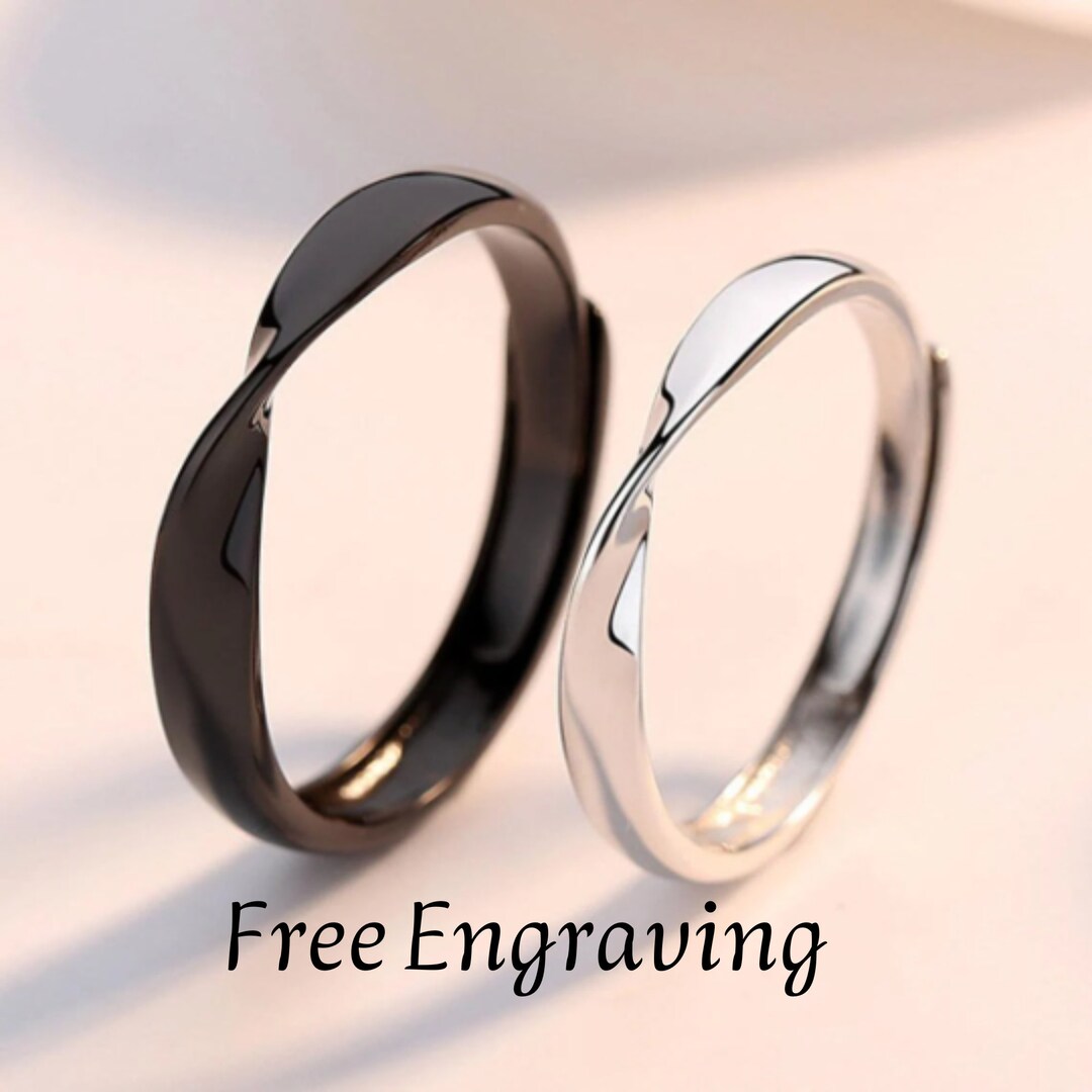Twisted Wave Sterling Silver Promise Ring Set for Him & Her - Etsy
