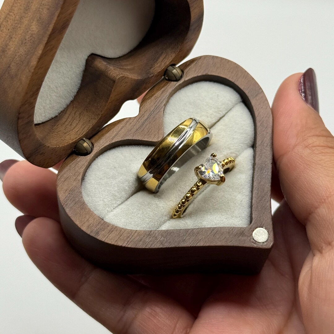 Silver Gold Stainless Steel Zirconia Couple Rings, Matching Promise ...