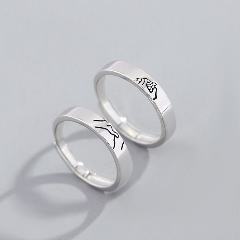 Couple Rings Promise Rings For Couples Pinky Promise Etsy
