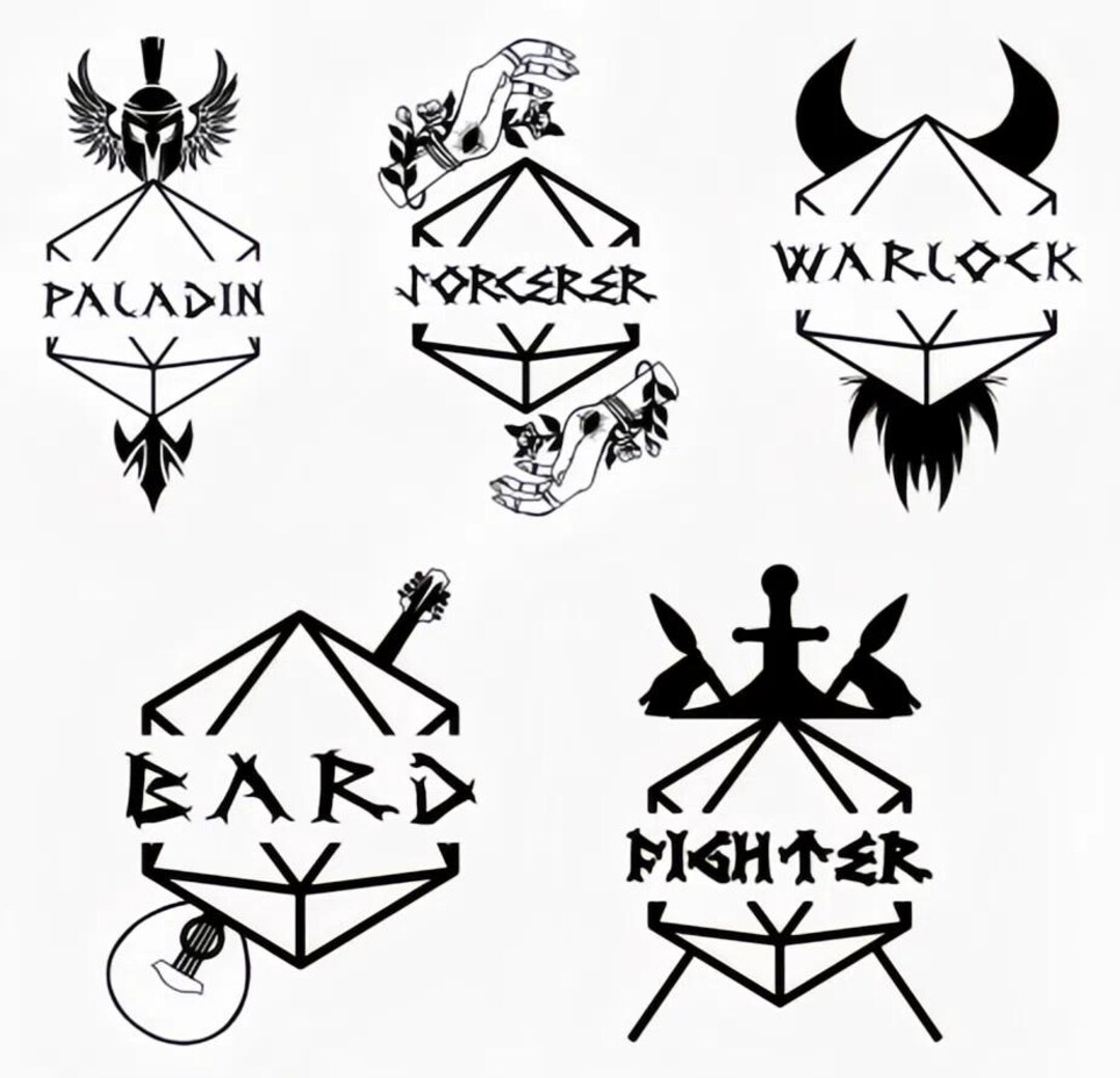 Role Playing Class Vinyl Decals Fighter Bard Paladin Sorcerer Warlock ...