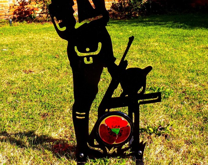 Lest We Forget Soldier Silhouette Military Statue 30x60cm Remembrance ...