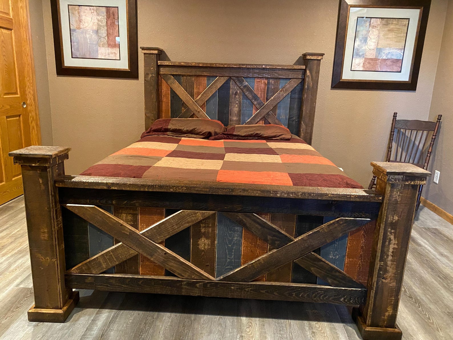 Rustic Solid Wood Bed Frame - Etsy