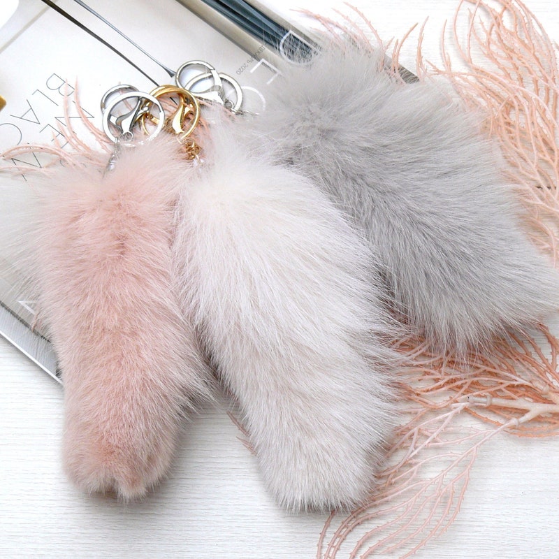 Real Fur Rabbit Keychain - Etsy