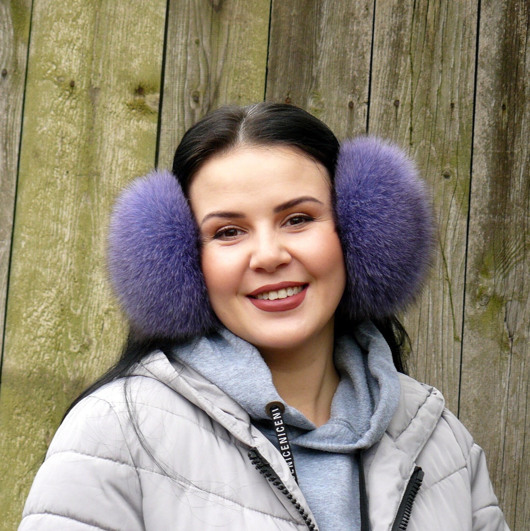 Fluffy Ear Muffs, Big Fox Fur Earmuffs Women, Real Fur Ear Muffs, Fur ...