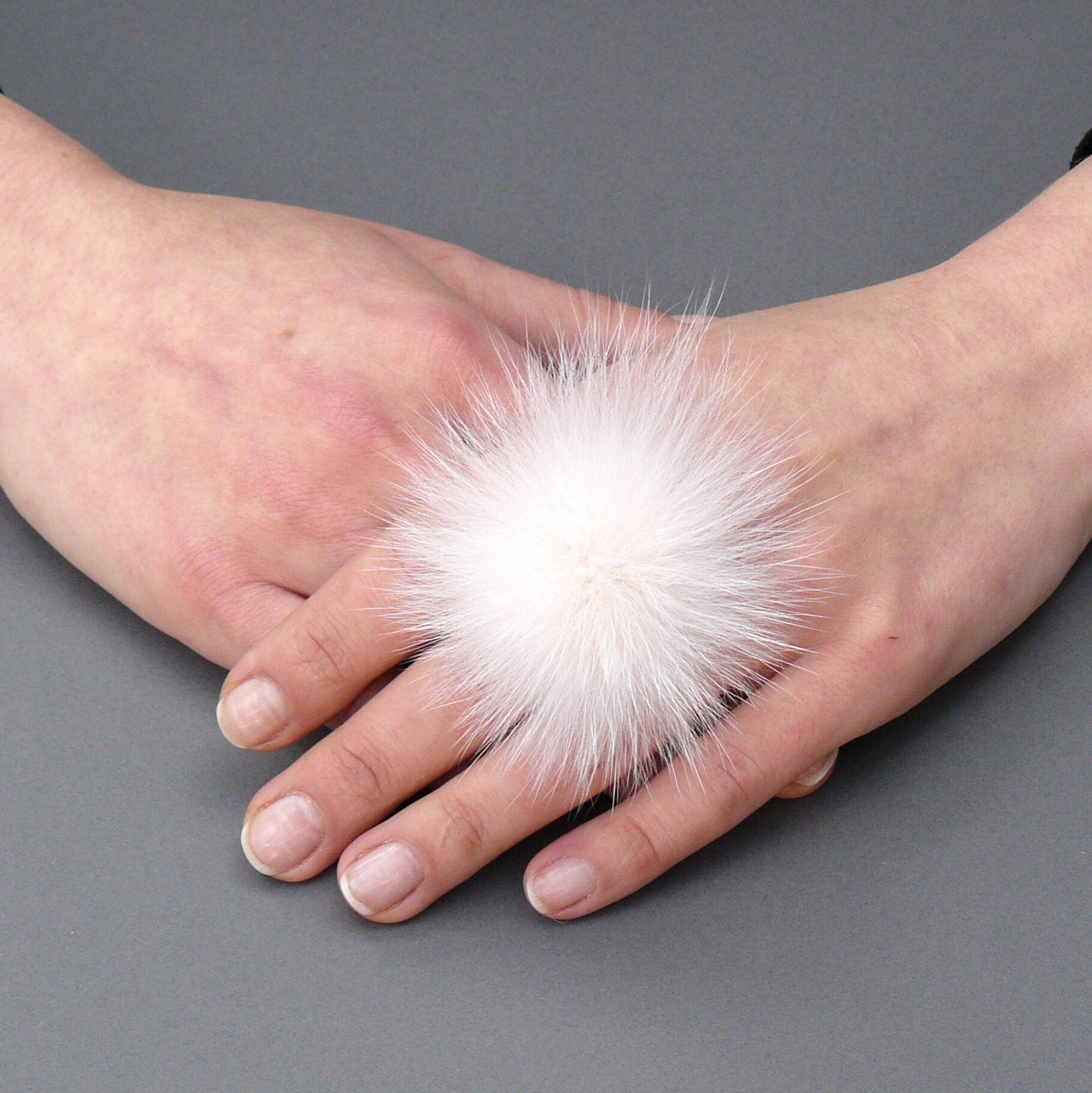 Fur Pompom Ring, Adjustable Fluffy Ring, Real Fur Pom Pom Ring, Cute ...