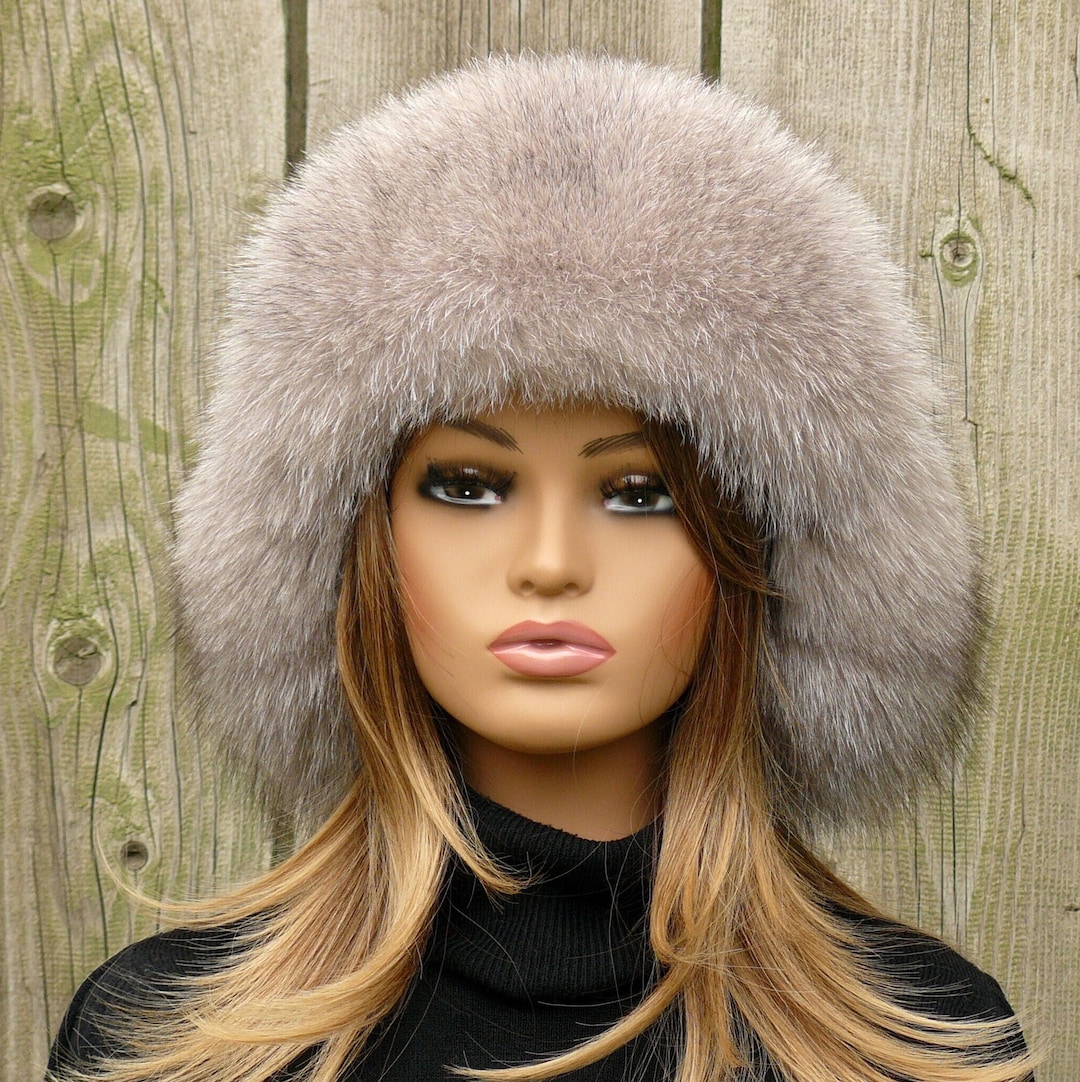 Fox Fur Hat for Women, Fur Trapper Hat, Winter Fluffy Hat, Furry Ear ...