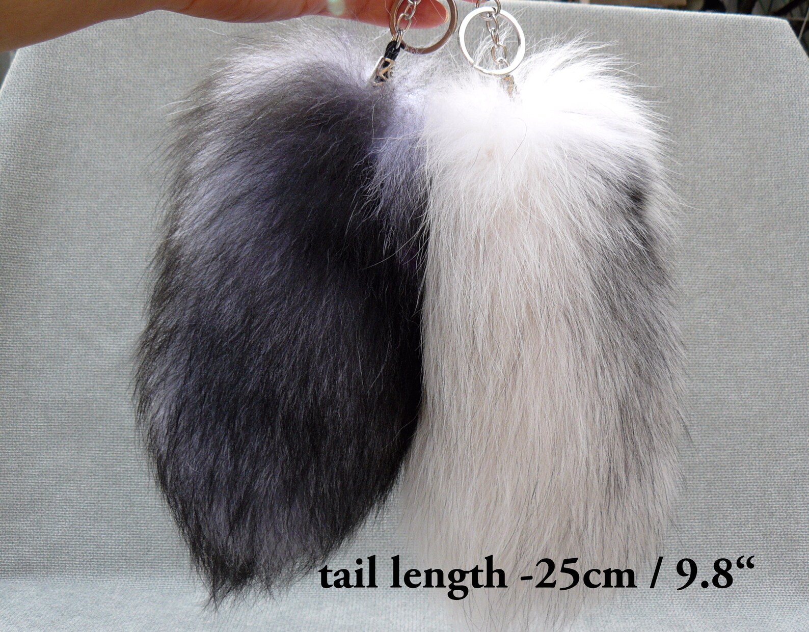 Silver fox tail Fox Tail Keychain Fur Keychain Fox Fur | Etsy