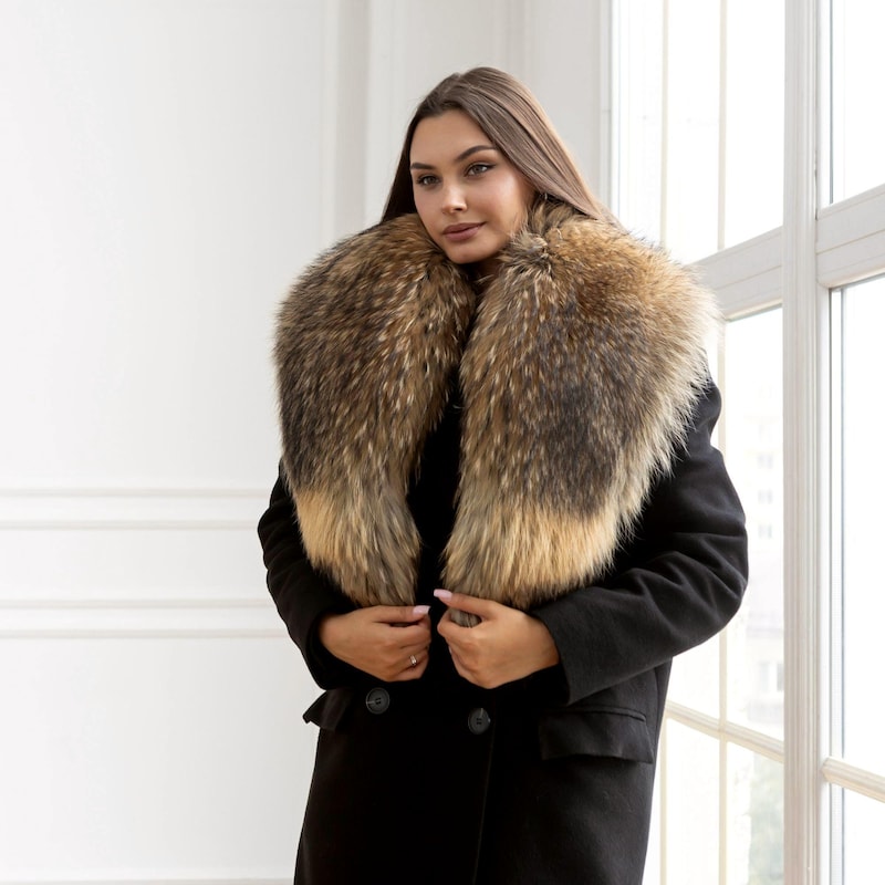 Genuine Fur Collar Coat - Etsy