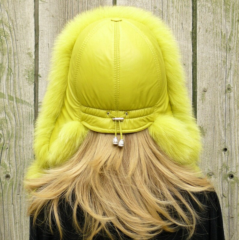 Yellow Fur Hat Women, Fox Fur Trapper Hat, Fur Aviator Hat, Fluffy ...