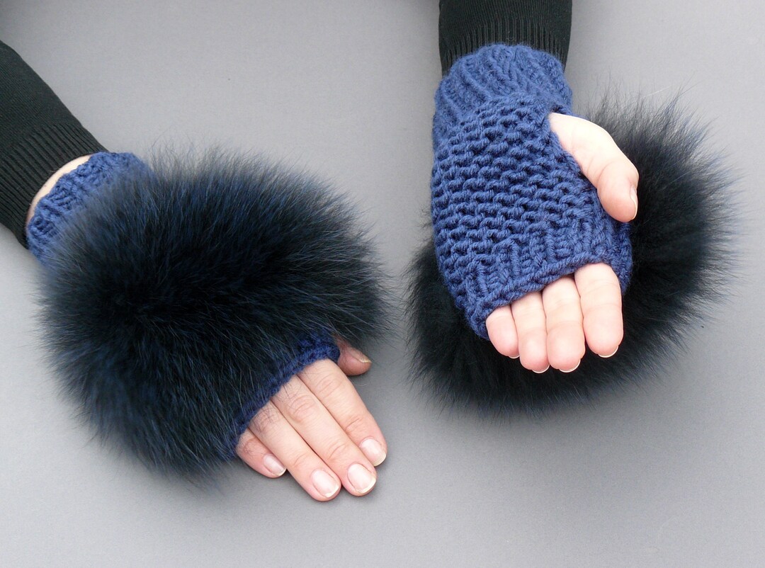 Warm Fur Gloves, Real Fur Mittens, Fox Fur Gloves, Fingerless Mittens ...
