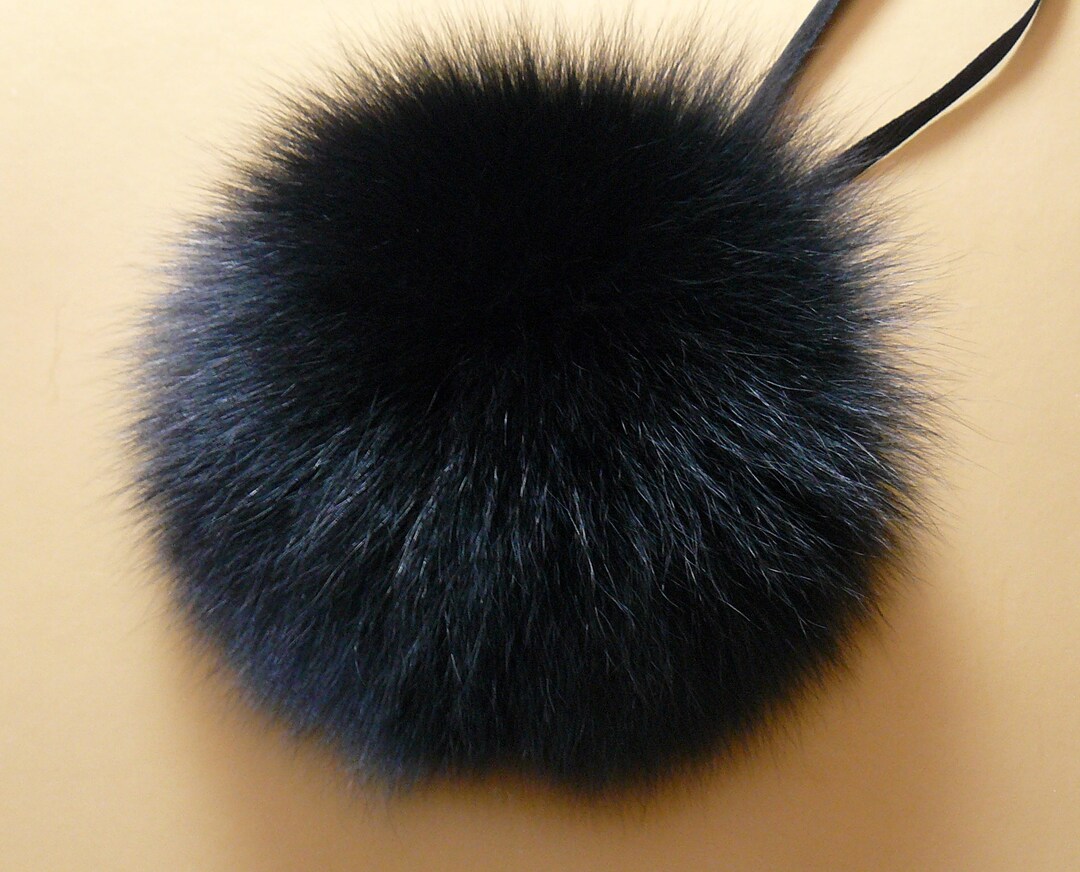 Arctic Fox Fur Pom Pom Black Fur Pom Pom Real Fur Pompom Hat Fur Pompom ...