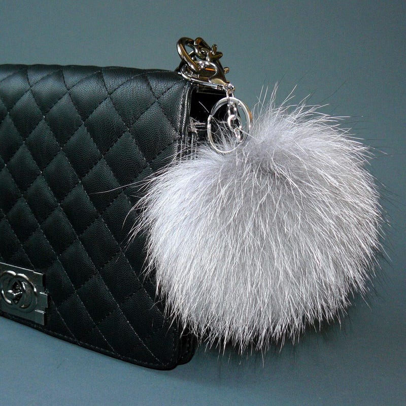Grey Fur Ball for Purse - Etsy