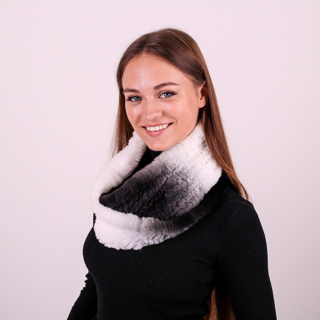 Fluffy Fur Scarf, Warm Infinity Scarf, Fur Snood, Cozy Knit Scarf ...