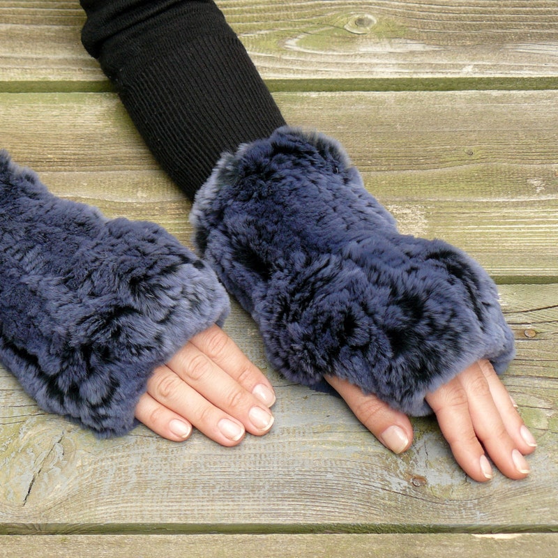 White Rabbit Fur Mittens - Etsy