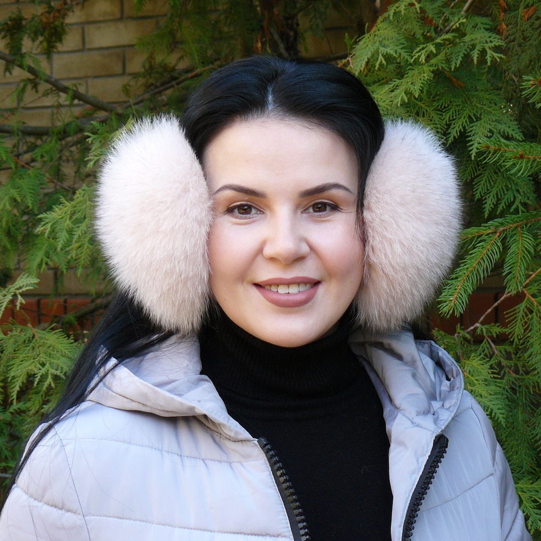 Fur Ear Muffs Women, Real Fox Fur Ear Warmers, Cream Fur Earmuffs, Warm ...
