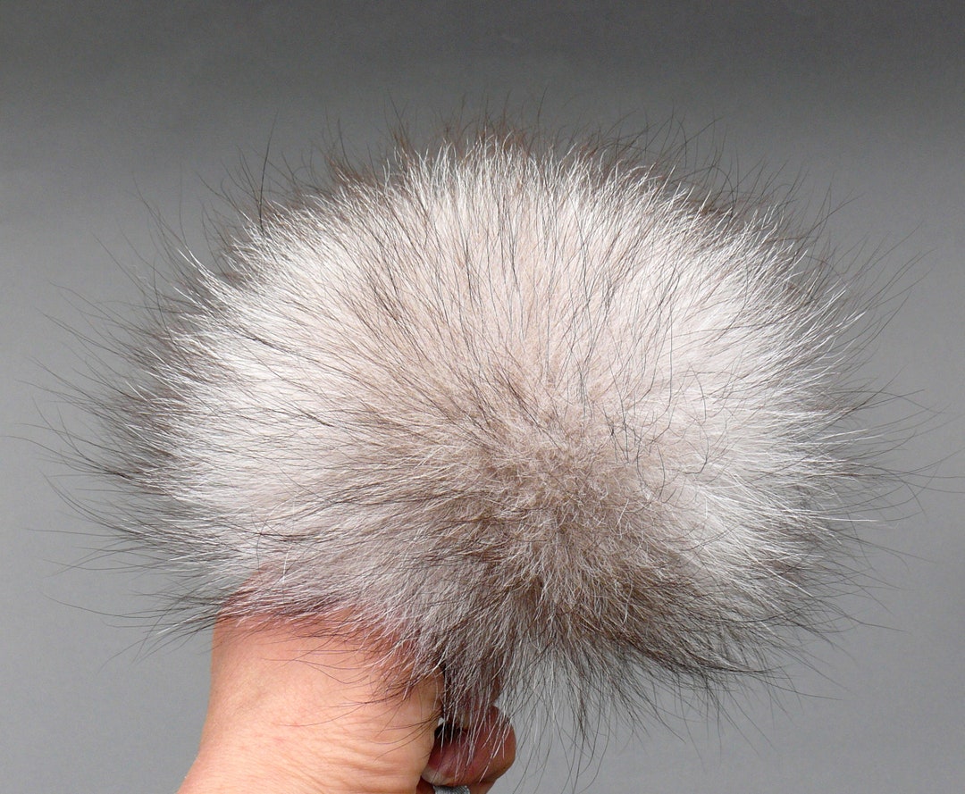 Real Fur Pom Pom, Beige Fluffy Pompom, Fox Tail Fur Pompom for Hat ...