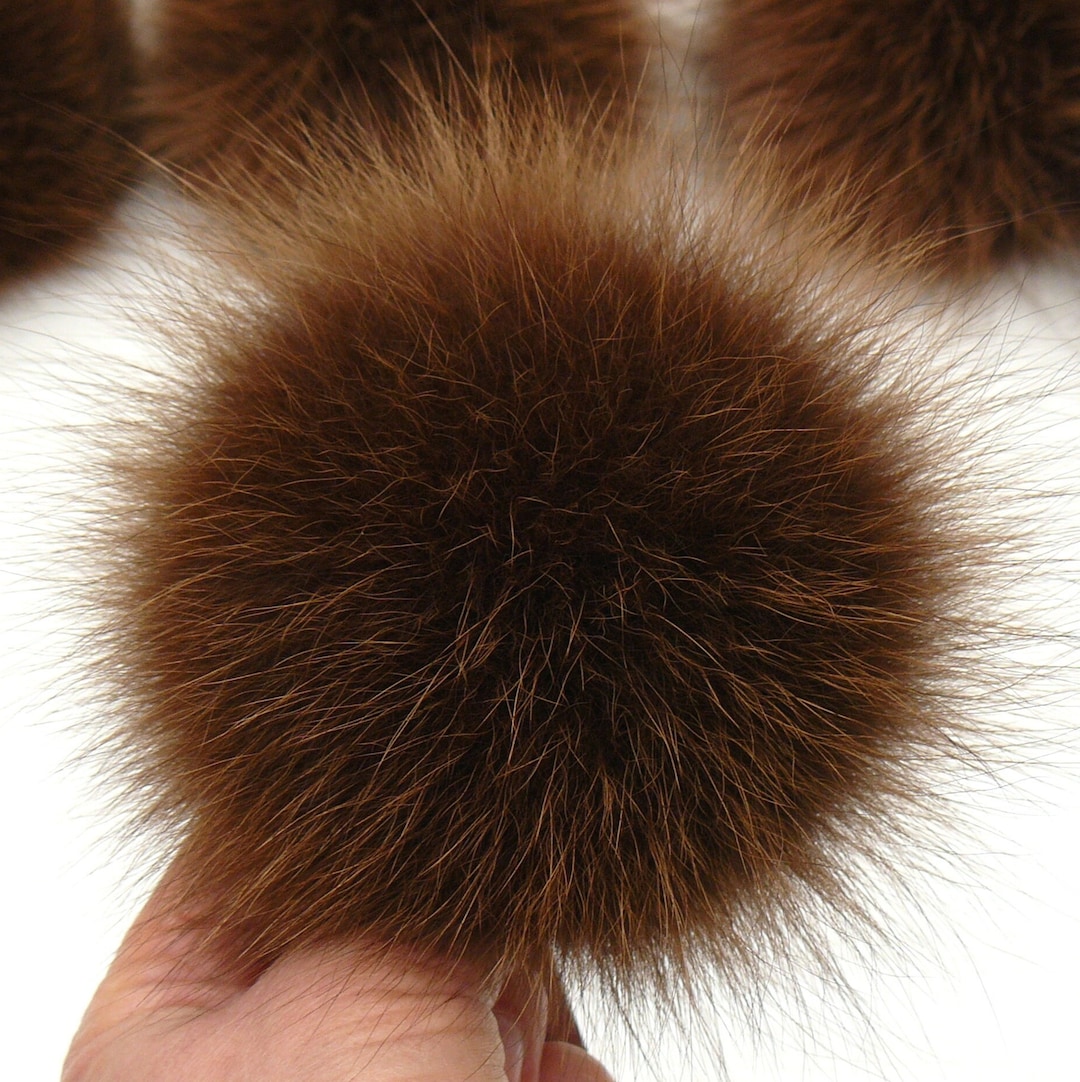 Brown Real Fur Pom Poms for Hats, Fluffy Fox Fur Pompom, Furry Balls ...