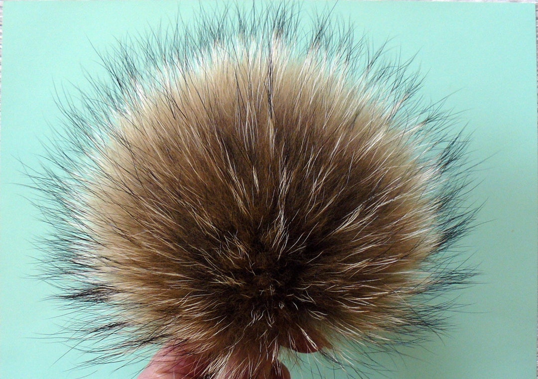 Braune Bommeln für Mütze, Waschbärfellbommel, Abnehmbarer flauschiger ...