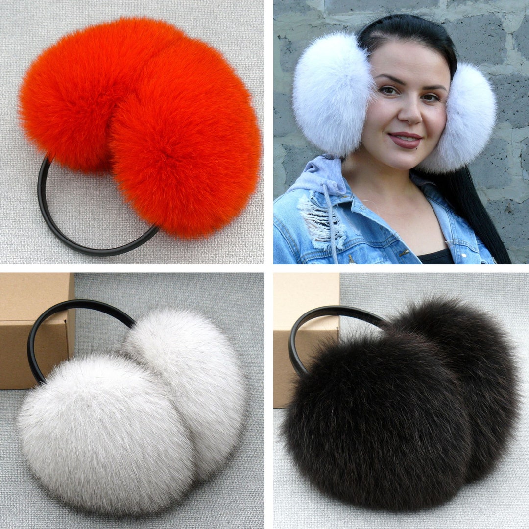 Fur Ear Muffs Women, Real Fox Fur Earmuffs, Winter Earwarmers, Warm ...