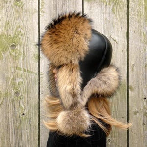 Oversized Raccoon Trapper Hat Women, Fluffy Aviator Hat, Fur Bomber Hat ...