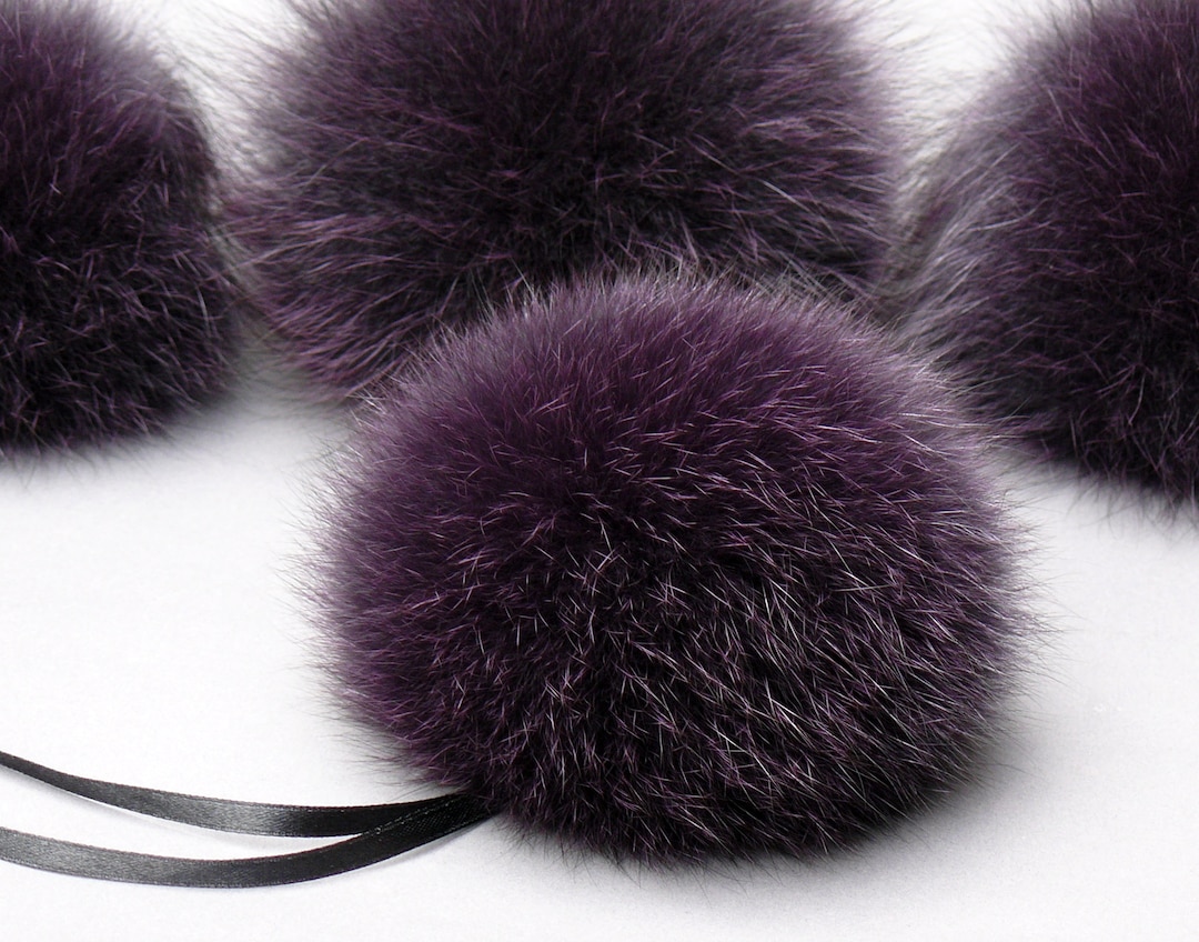 Real Fur Pom Pom for Hat, Furry Pompoms, Fluffy Pom Pon, Fox Fur Pom ...