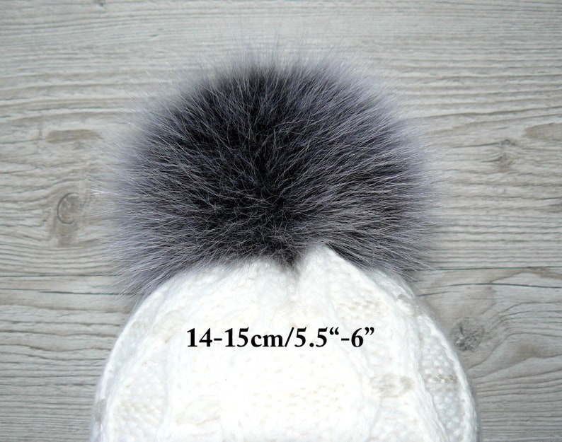 Silver Fur Pom Pom Real Fox Fur Pompom for Hat Large Plush | Etsy