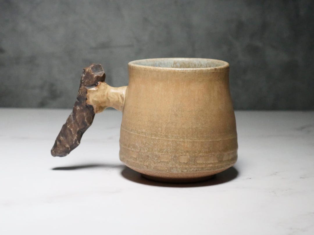 Handmade Stoneware Coffee Mug – Rustic Yellow Ceramic Cup With ...