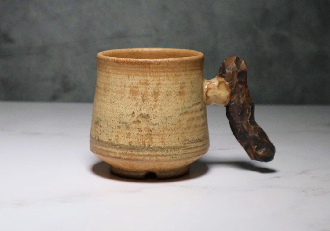 Handmade Stoneware Coffee Mug – Rustic Yellow Ceramic Cup With ...