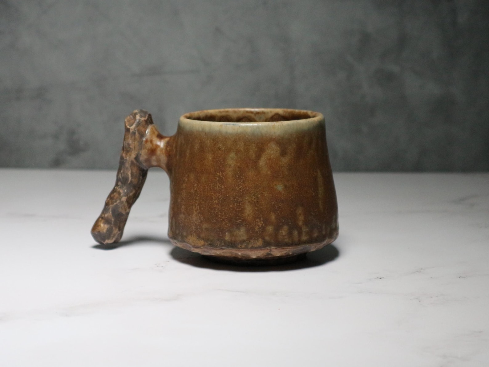 Handmade Rustic Stoneware Mug – Brown Ceramic Coffee Cup With Driftwood ...