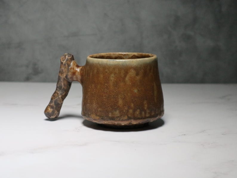 Handmade Rustic Stoneware Mug – Brown Ceramic Coffee Cup With Driftwood ...