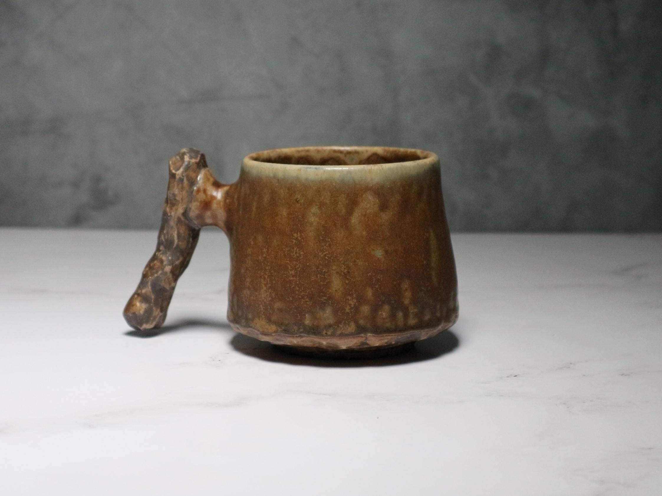 Handmade Rustic Stoneware Mug – Brown Ceramic Coffee Cup With Driftwood ...