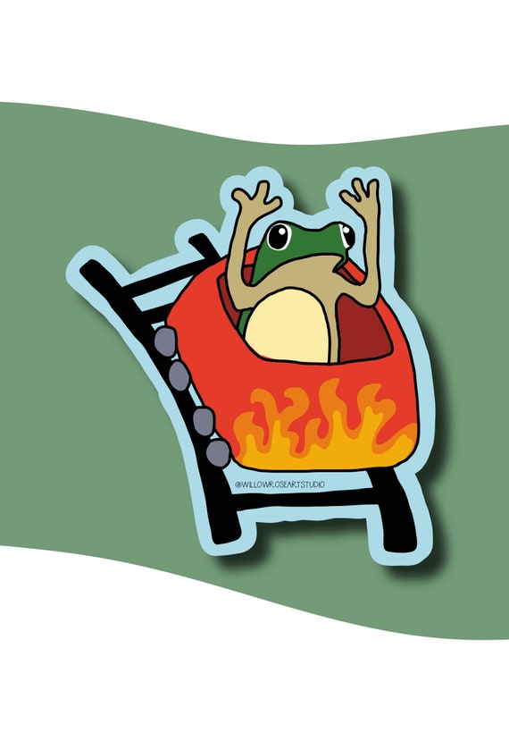 Frog Rollercoaster Vinyl Sticker - Etsy