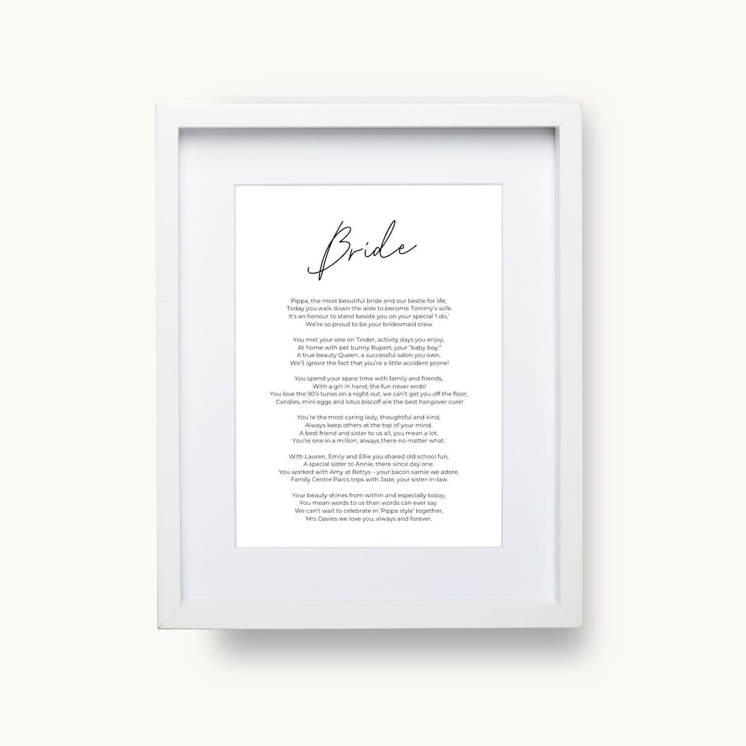 Bespoke Bride Poem - Etsy