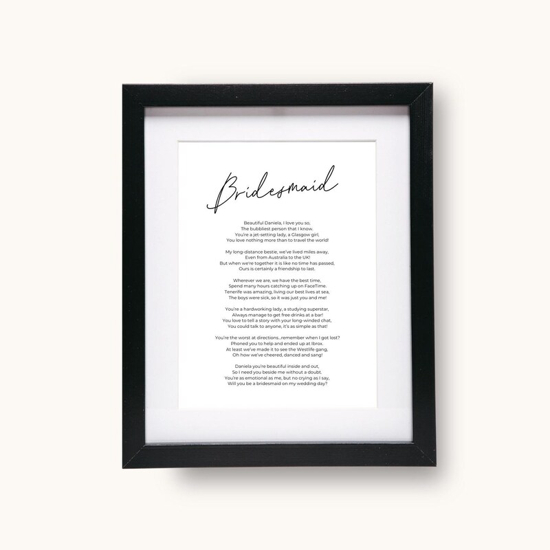 Bridesmaid Poem - Etsy