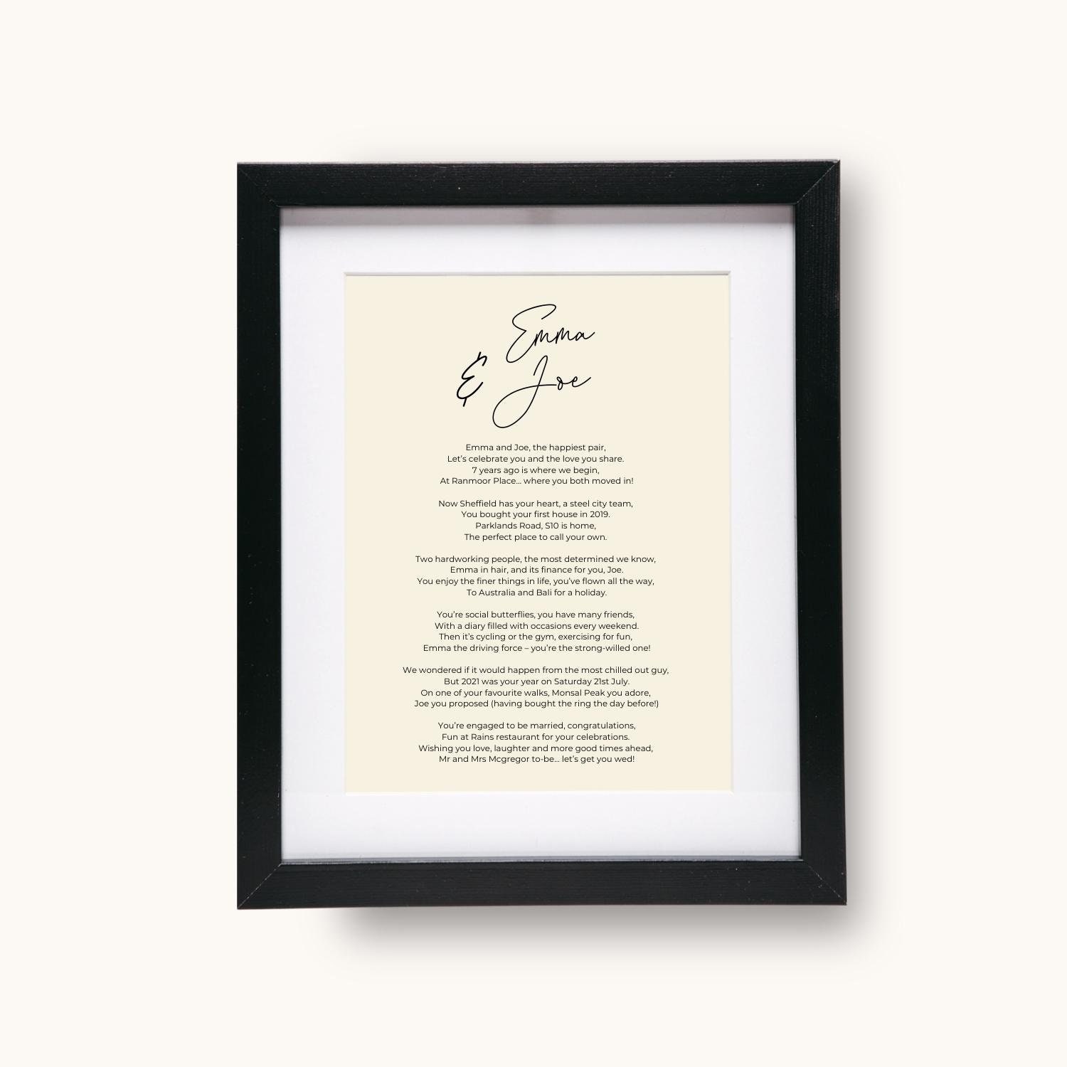 Bespoke Engagement Poem - Etsy