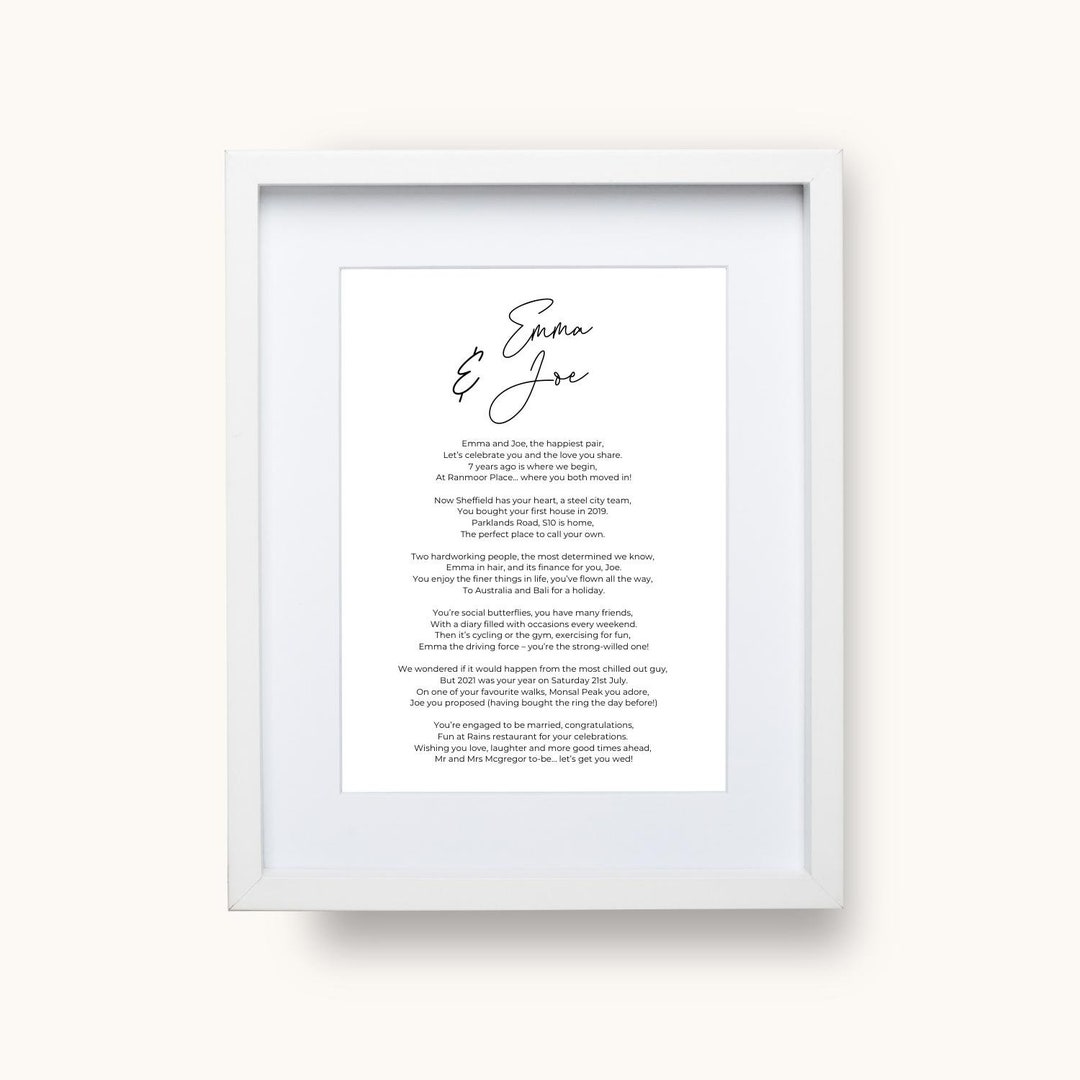 Bespoke Engagement Poem - Etsy